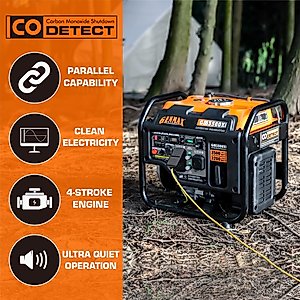 GENMAX GM3500Xi Open Frame RV Ready Inverter Generator-3500 Peak Watts-Gas Powered，Quiet Technology, EPA Compliant