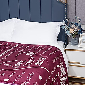 SRIZIAN Gifts for Mom, Birthday Gifts for Mom, I Love You Mom Gift Blanket, with Printed Blanket, Unique Mom Gift from Daughter or Son for Valentine's Day, Birthday, Thanksgiving, Christmas