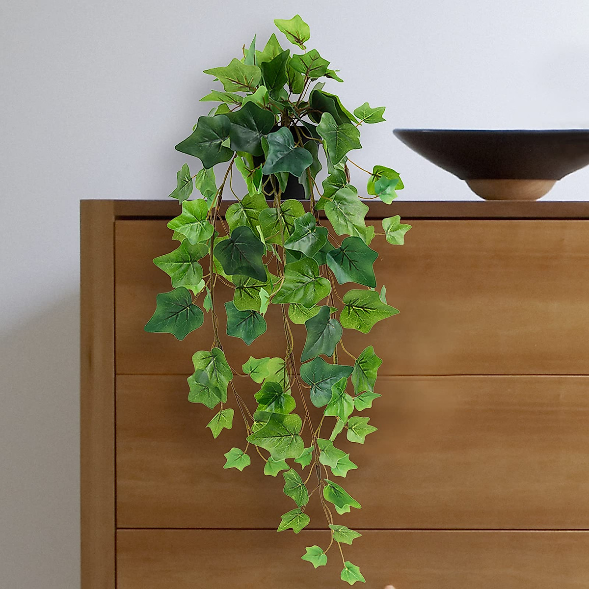 LuckyGreenery Artificial Ivy, Realistic Fake Plant with Plastic Pot for Home Office Garden Decoration (22in Long)