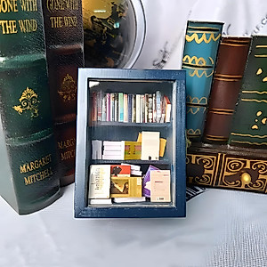 Atlodas Pocket Anxiety Bookshelf - Shake it anywhere and anytime, Stress-Relieving Small Bookshelf Display Cabinet, Blue Mini Bookshelf, Gifts for Book Lovers (1 pcs)