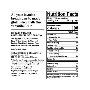 King Arthur Bread Flour, Gluten Free, 1:1 Flour Replacement great for yeasted recipes, 2lbs