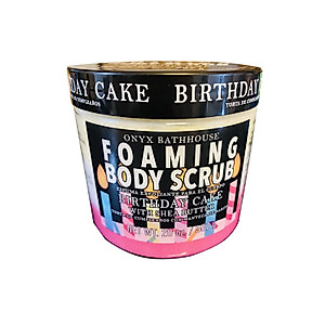 Onyx Bath House Birthday Cake Foaming Bath Scrub 20 Oz! Infused With Shea Butter! Body Scrub Gently Exfoliates And Hydrate Skin! (Birthday Cake)