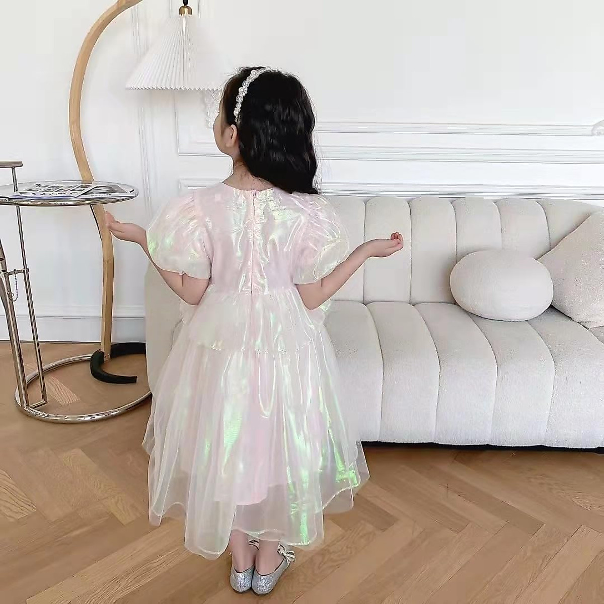 YYCRAFT Two Tone Sheer Organza Fabric by The Yard for Curtain Weddings Decor 2 Yards, Iridescent White