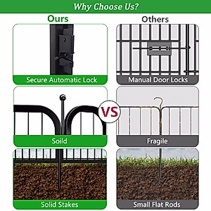 Decorative Garden Fence 32 Pack Black Metal Fence Panels 40in(H) x72ft(L) Temporary Fencing for Yard, Patio, Outdoor, Landscape, Flower Bed Animal Barrier Border for Dog