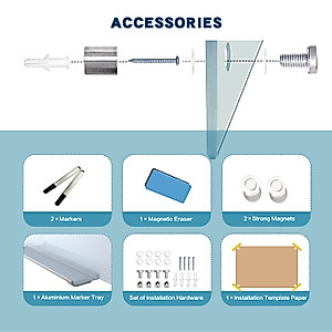 Magnetic Glass Whiteboard, 36"x48"(90x120cm) Frameless Dry Erase Board White Board Surface Wall Mounted for Office, Classroom & Home