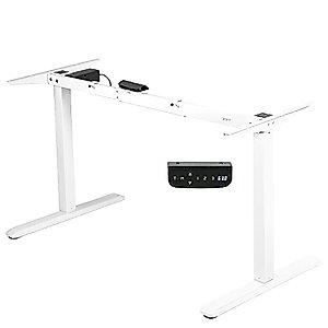 VIVO Electric Stand Up Desk Frame Workstation with Memory Touch Pad, Single Motor Ergonomic Standing Height Adjustable Base, White, DESK-V102EW