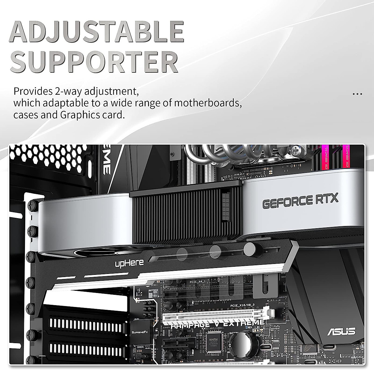 upHere Black&White Graphics Card GPU Brace Support Video Card Sag Holder/Holster Bracket,Adjustable Length and Height Support,G27654