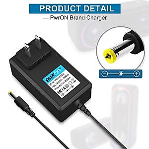 PwrON AC to DC Adapter Compatible with Sony SRS-XB40 SRSXB40 Portable Bluetooth Wireless Speaker SRS-XB40/BLK SRSXB40/BLK SRS-XB40/BLUE SRSXB40/BLUE SRSXB40/RED SRS-XB40/RED Power Supply Charger
