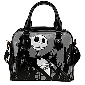 Women Crossbody Shoulder Top-handle Bags Shell Handbag with Jack Skellington Pattern