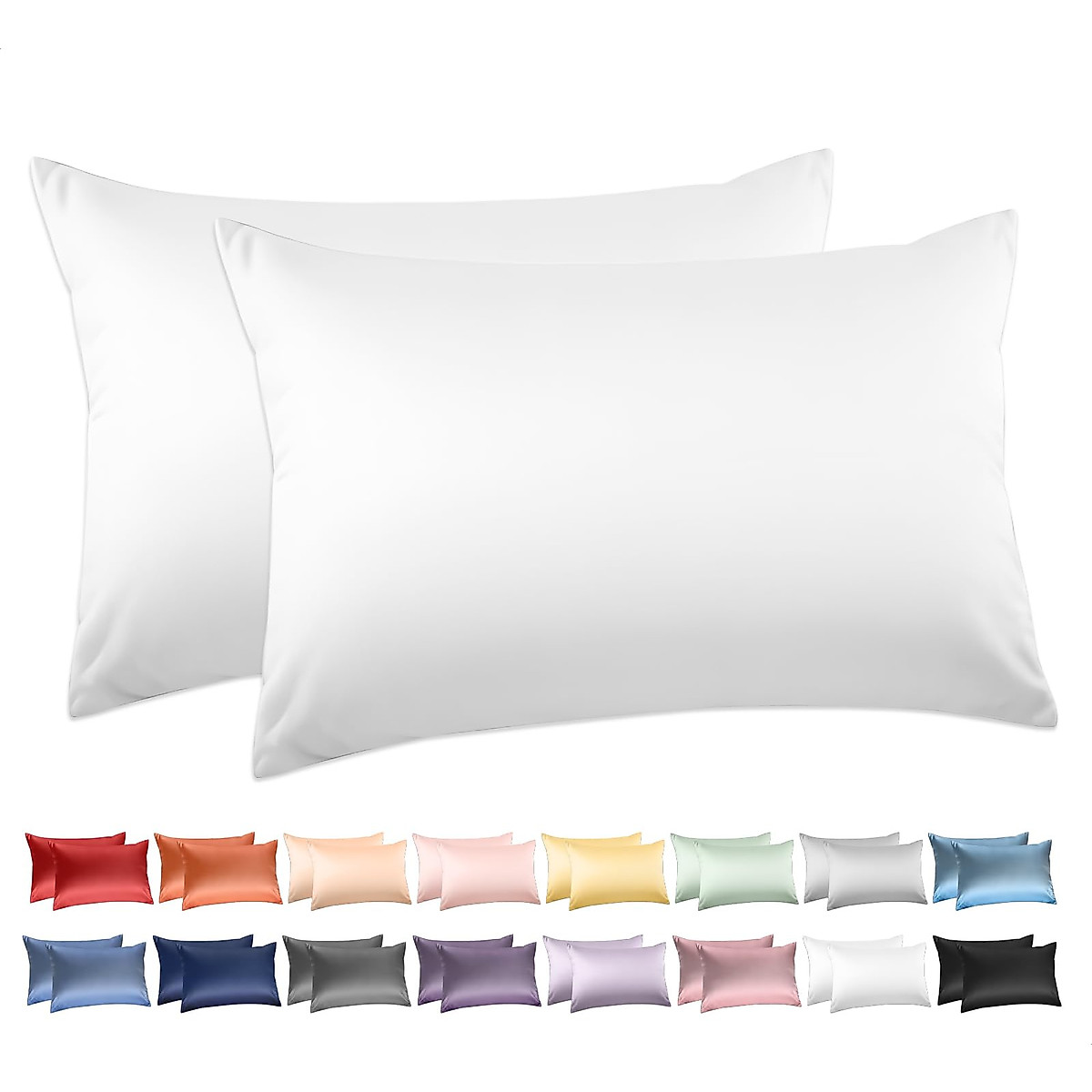 Deep Dream 100% Cotton Pillow Cases Standard Size Set of 2, Luxuriously Soft Hotel Quality 600 Thread Count, Cotton Pillowcases Standard with Envelop Closure, 20x26 Inches(Pure White)