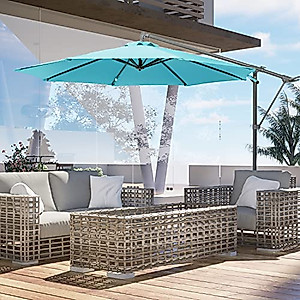 BPS Patio 10FT Off-set Hanging Umbrella Aluminum Cantilever Umbrella,Waterproof UV Protection Outdoor Umbrella with Ventilation for Backyard/Garden