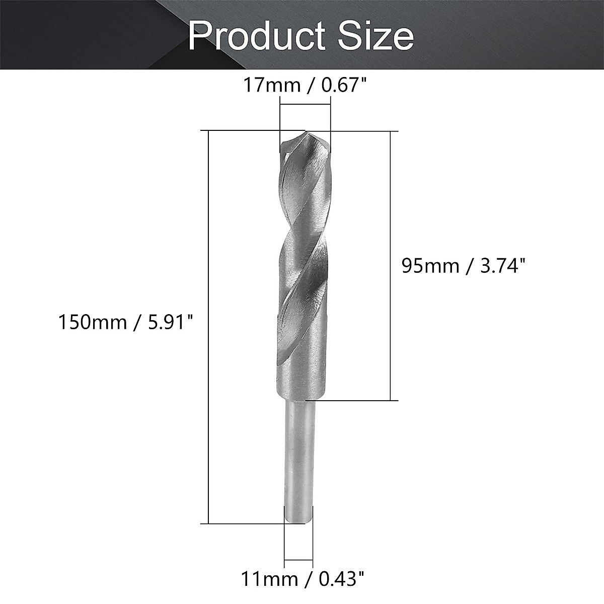 Utoolmart Reduced Shank Drill Bit 17.5mm High Speed Steel HSS 4241 with 1/2 Inch Straight Shank 1pcs