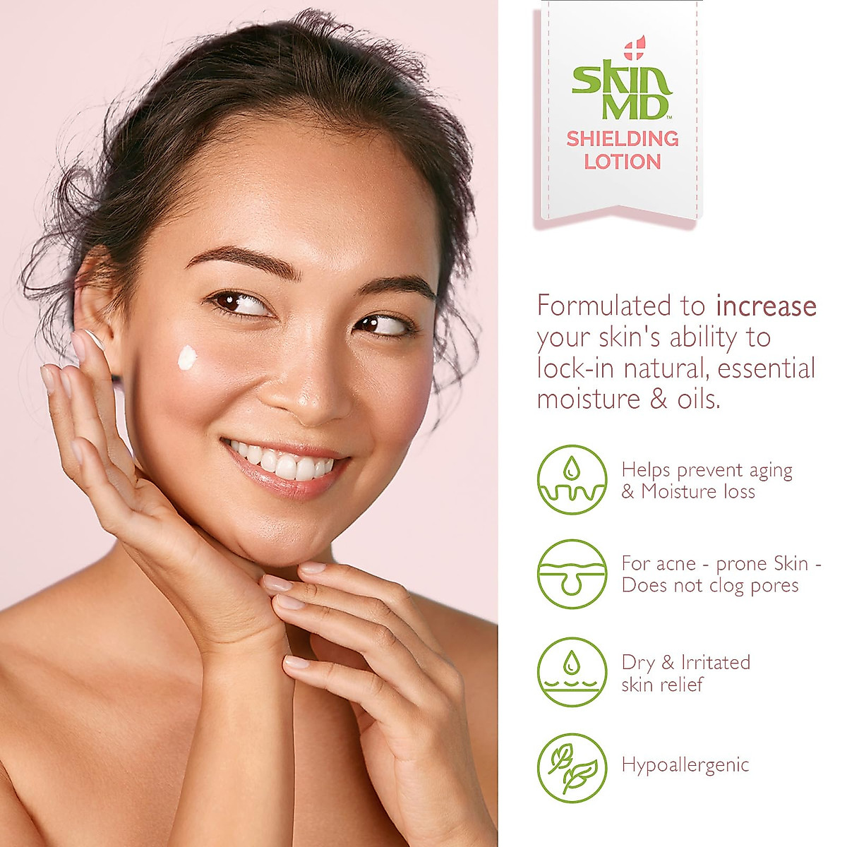 Skin MD Shielding Lotion - Hydrating Body Lotion for Sensitive Skin | Non-Greasy, Fast-Absorbing Moisturizer with Plant-Based Ingredients | for Dry Skin, Eczema & Psoriasis Relief - 16oz Dispenser