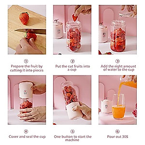 Pomojonbi Portable Blender Rechargeable Fruit Juice Mixer 6 Blades Electric Shake Cup Blender Smoothie Ice Crush Cup White