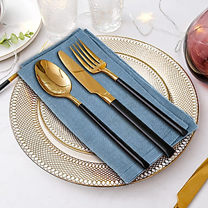 Sunday Path 100% Pure French Linen Dinner Napkins, Set of 4, 18" x 18", Reusable & Machine Washable, Natural Flax Cloth Napkin, Handmade with Mitered Corners, Gift Choice | Brick Red