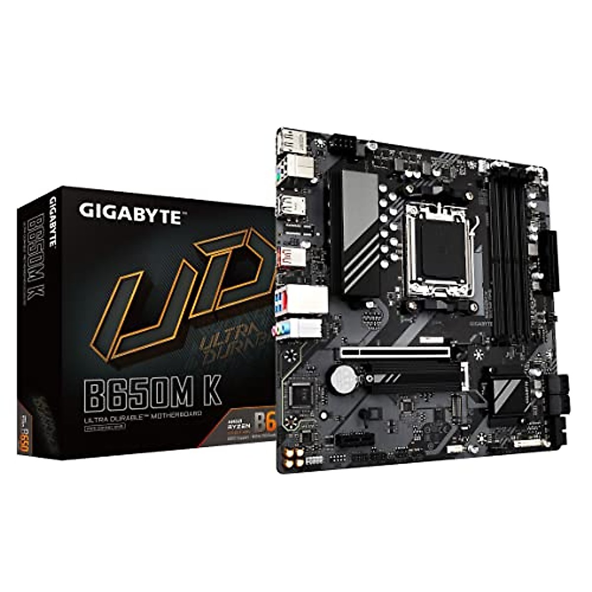 GIGABYTE B650M K (AM5/ LGA 1718/ AMD/ B650/ Micro-ATX/ 5-Year Warranty/ DDR5/ 2X PCIe 4.0 M.2/ PCIe 4.0/ USB 3.2 Gen2 Type-C/ 2.5GbE LAN/Motherboard)