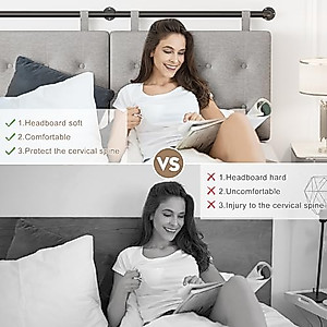 Yojoker Wall Mounted Headboard Queen, Hanging Upholstered Headboards for Queen Size Bed, Boho Floating Dorm Bed Headboard, Upholstery Button Tufted Wall Head Board for Bedroom-Grey