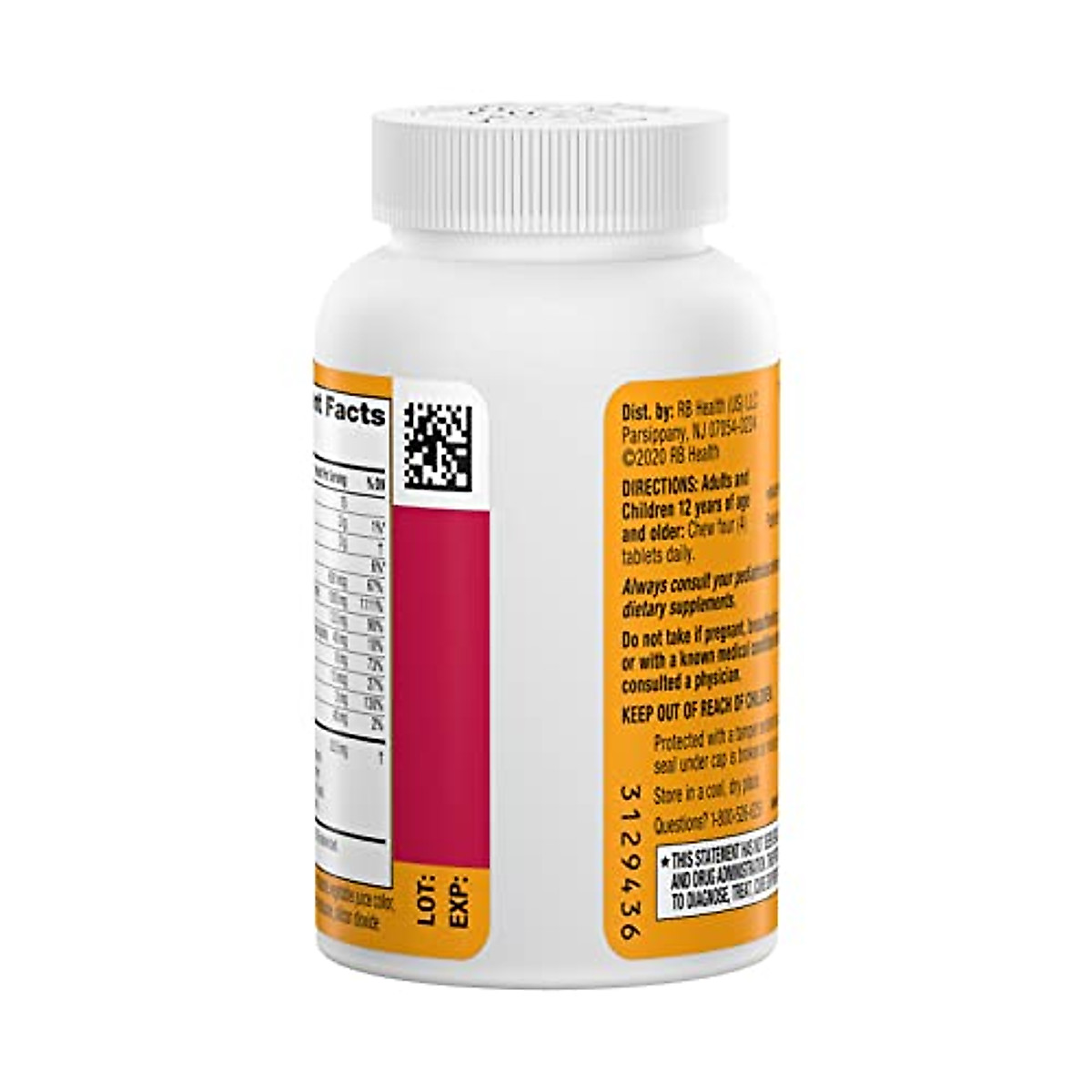 Airborne Vitamin C 1000mg (per serving) - Very Berry Chewable Tablets (32 count in a box), Gluten-Free Immune Support Supplement, With Vitamins A C E, ZINC, Selenium, Echinacea & Ginger, Antioxidants