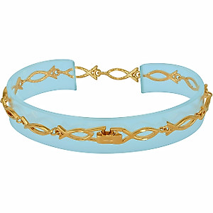 LIFETIME JEWELRY Diamond Cut Fish Link Bracelet for Women and Men 24k Real Gold Plated (Gold, 7 inches)