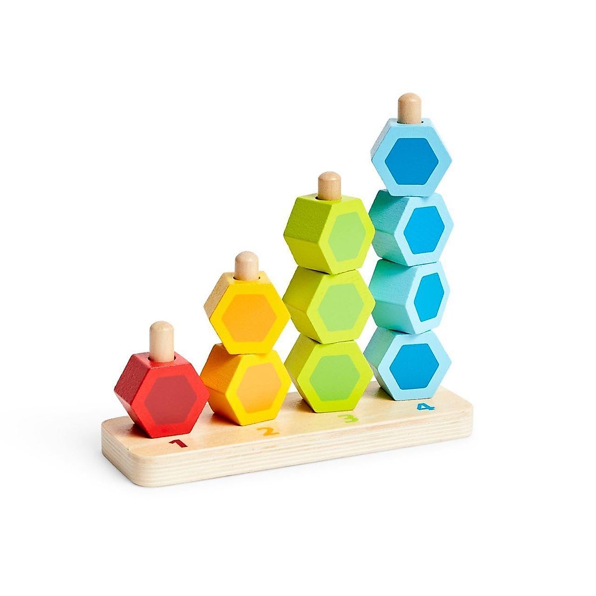 Hape Wooden Counting Stacker Block Set| Number Puzzles Counting Stacking Game for Toddlers 1Y+
