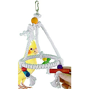Bonka Bird Toys 1422 Rope Swing Pyramid Perch Toy Parrot Cage Perches Cages Parakeet Lovebird Conure Cockatiel Parakeets Swings Aviary Playground Ring Gym Supplies