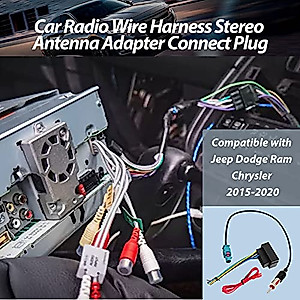 RED WOLF Car Stereo Wiring Harness Antenna Adapter Plug Compatible with Dodge Ram 2013-2020, Jeep 2014-2020, Chrysler 2015-2020 Aftermarket Stereo Nav Cable Connector No Factory Premium Amp