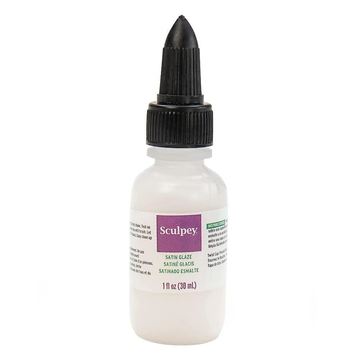 Sculpey® Satin Glaze, Non Toxic, 1 fl oz. bottle with precise flow twist cap. Will add a satin finish to your baked polymer oven-bake clay creations!