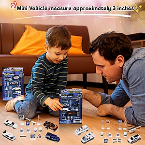 Playset, Forest & Twelfth Kids Set of 2 15pcs Die Cast Mini Police Car Toy Set for Kids & Toddlers, Promotes Creative Pretend Play, Skill Development, Fun All-Occasion Gift Idea (Police Playset)
