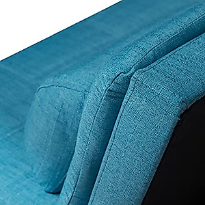 5-Angle Adjustable Futon Sofa Bed Convertible Sofa Recliner Sofa with 2 Armrest Pillows, Sleeper Sofa Modern Polyester Fabric Loveseat Sofa Folding Couch for Small Space (Blue)