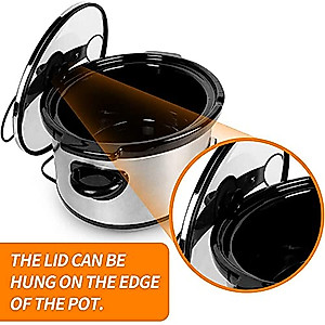 Ateken Slow Cooker 7 Quart Crock Digital Programmable with Clip-tight Lid for Easy Transport Stainless Steel Set Silver