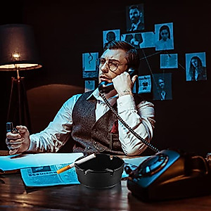 6Pcs Ashtray Sets for Cigarettes, Plastic Tabletop Ash Tray Sets, Indoor Outdoor Ashtrays Perfect for Home Patio Restaurant Bar Hotel and Office Use (Set of 6 Black)