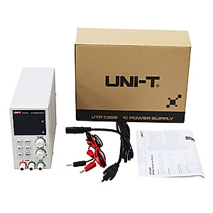UNI-T DC Power Supply Variable Adjustable Bench Power Supply Switching Regulated 32V 6A OVP OCP OTP 4 Digits LED Display with Plug Adapter Power Cord Output Cables UTP1306