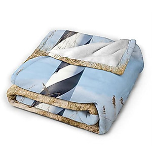 Blanket，Cape Hatteras Lighthouse Towers Over Beach Dunes Ultra-Soft Micro Fleece Throw Blanket Flannel Blankets for Couch Bed Living Room 50"X 40"