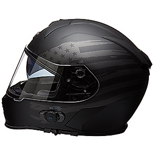Torc T14B Bluetooth Integrated Mako Full Face Helmet with Flag Graphic (Flat Black, Large)