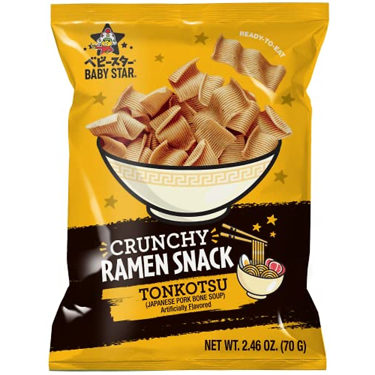 Baby Star Crunchy Ramen Snack Wide - Tonkotsu 2.46oz (6 Pack)