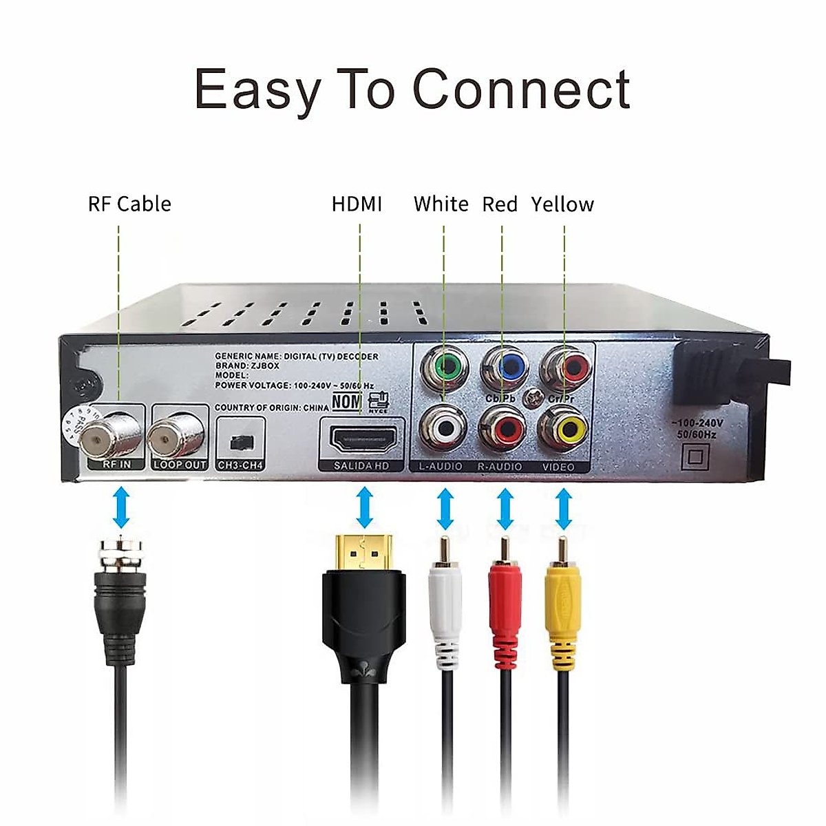 Digital TV Converter Box, ATSC Cabal Box - ZJBOX for Analog HDTV Live1080P with TV Recording&Playback,HDMI Output, Timer Setting TV Tuner Function Set Top Box Digital Channel Free