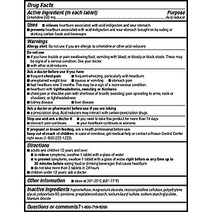 Cimetidine 200 mg - Heartburn Relief, Stomach Acidity Reducer by Equate, 60 Tablets (Pack of 3)