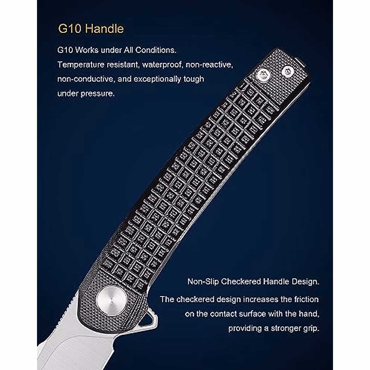 XTOUC Folding Pocket Knives, D2 Steel Sharp Blade EDC Knife, Anti Slip G10 Handle, Front Flipper Opening Knife, Deep Carry Pocket Clip, Outdoor Camping Small Knives for Men and Women XT01A