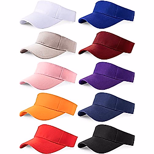 10 Pieces Sports Sun Visor Hats Adjustable Visor Cap Athletic Visor Hat for Men Women Multicoloured