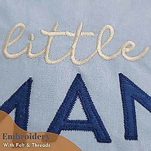 Bon et Beau LITTLE MAN CAVE Embroidered Canvas Banner – Wall Decor for Boys Playroom, Bedroom and Baby Nursery