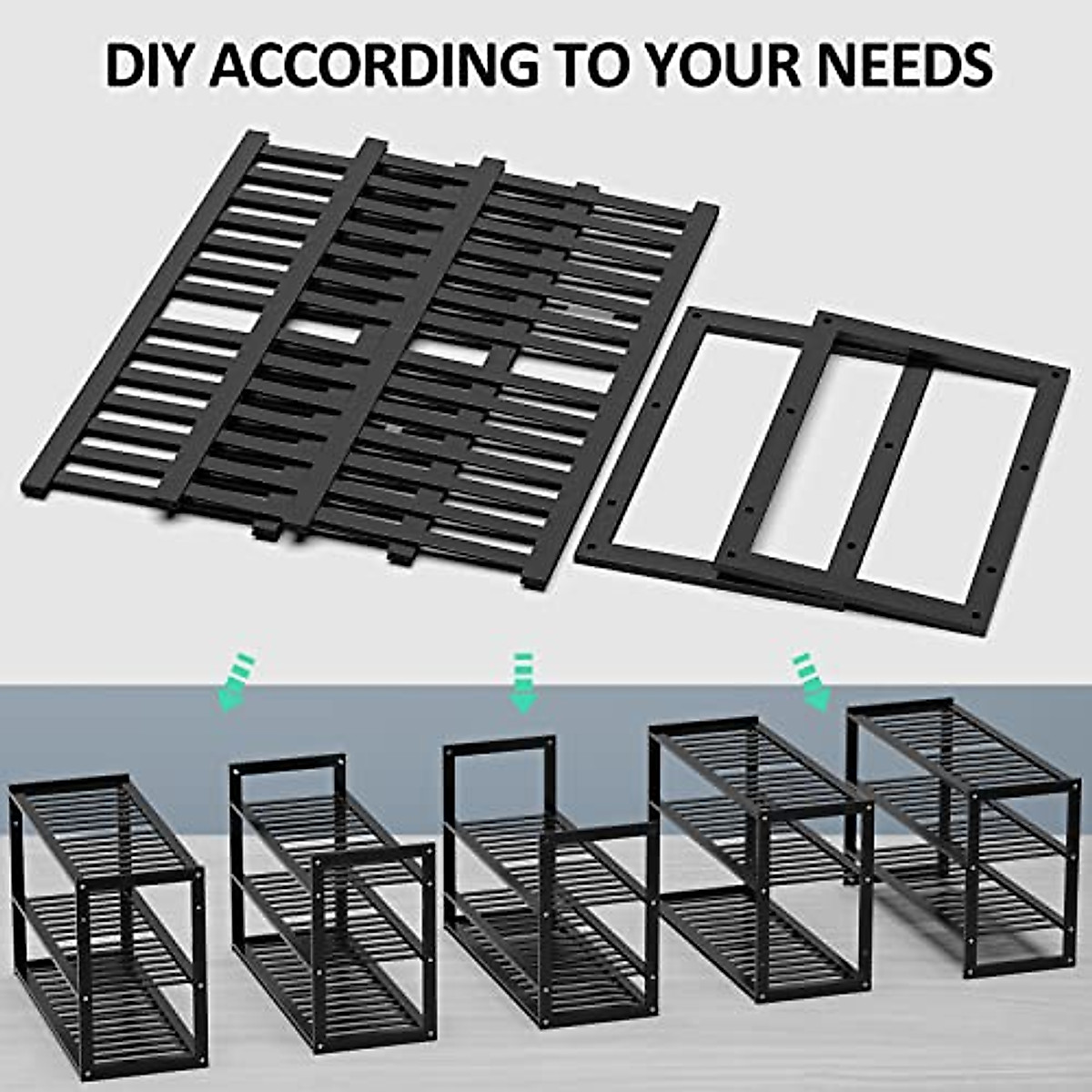 Jripae Bamboo Shoe Rack for Entryway, 3-Tier Stackable Dampproof Black Shoe Racks for Closet Closet Hallway Waterproof Shoe Organizer (Bamboo)