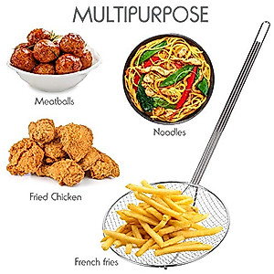 Oil/Deep Fry Thermometer with Oil Skimmer for Cooking | Includes Deep Fryer Thermometer with Clip for Frying Oil, Turkey, BBQ, Grill and Strainer Spoon with Handle for Frying, Cooking, Skimming.