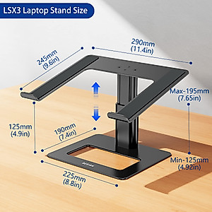 BESIGN Aluminum Laptop Stand, Ergonomic Adjustable Notebook Stand, Riser Holder Computer Stand Compatible with Air, Pro, Dell, HP, Lenovo More 10-15.6" Laptops (Black)