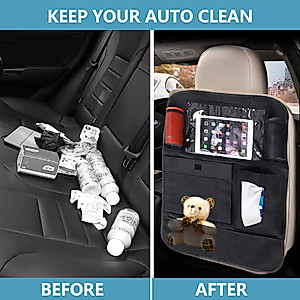 Car Seat Protector for Child Car Seat + Car Organizer Back Seat 4 Pack Kick Mat Car Seat Cover for Baby Carseat Waterproof for Leather CarSeats