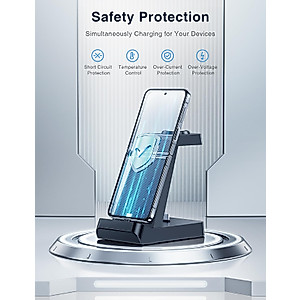 LK Charging Station for Samsung 3 in 1 Charger Station Wireless Charger for Galaxy Watch 5 Pro/4/3/Active 2/1, for Samsung S24 Ultra Plus S23 S22 S21 S20 Z Flip Fold 5 4 3 Galay Buds