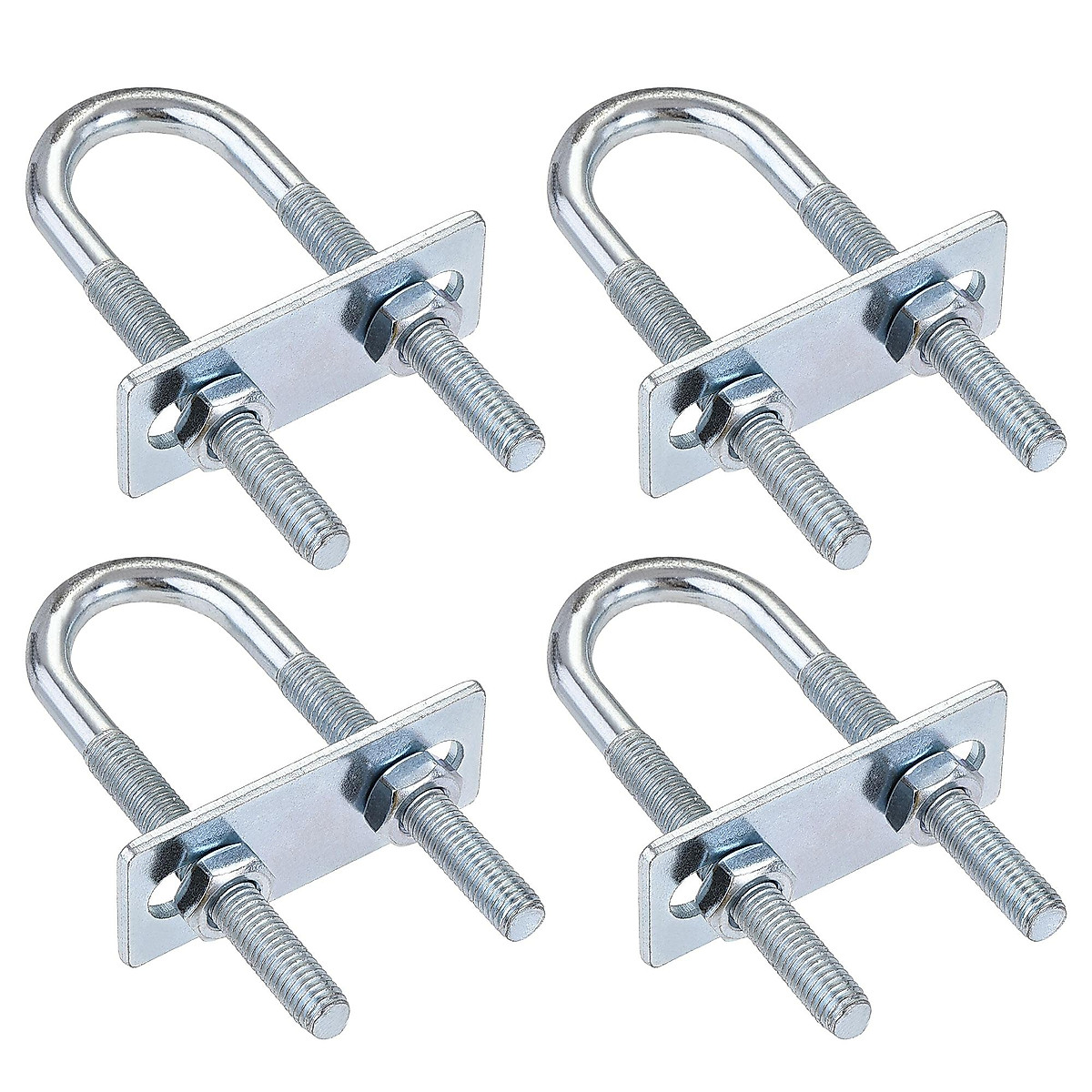 uxcell Round U-Bolts 4 Sets 0.98"(25mm) Inner Width 90mm Length Steel M8 with Nut, Plate