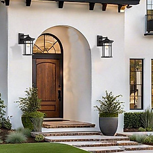 Casia Outdoor Wall Lights, Outdoor Wall Sconces, Exterior Wall Lantern, Outdoor Wall Lighting Fixture, Outdoor Wall Mounted Lights Patio, Porch, Garden,Balcony (Black, 14.17" H)