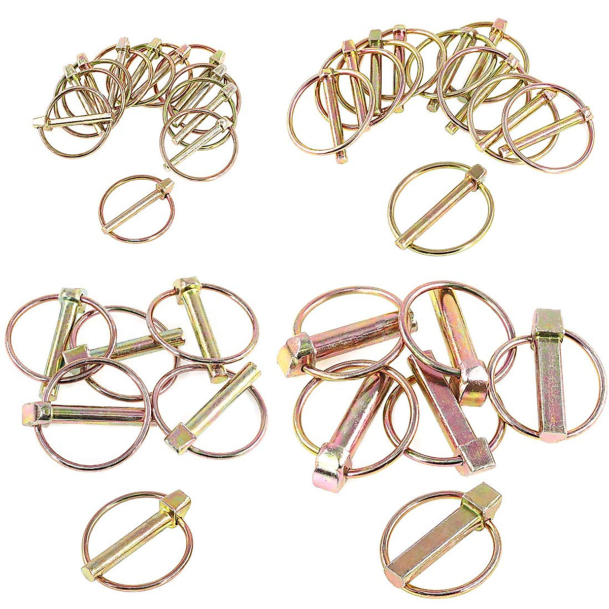 Glarks 30Pcs Heavy Duty Lynch Pin Assortment Kit for Farm Tractors Trailers Trucks Mowers