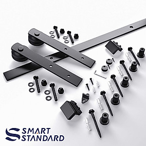 SMARTSTANDARD 6.6FT Barn Door Hardware kit, Barn Door Track, Sliding Door Hardware kit, Smoothly and Quietly -Heavy Duty Sturdy -Easy to install, Fit 36"-40" Wide Panel (I Shape Hanger)