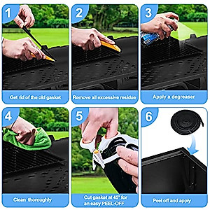 ChengFu Smoker Gasket, 0.6’’ Wide 0.2’’ Thick High Temp Seal Grill Gasket, Gasket Smoker Seal Self Stick Grill Tape 15 ft, Premium Polyacrylonitrile High Heat Grill Gaskets Tape for Smokers BBQ Lid